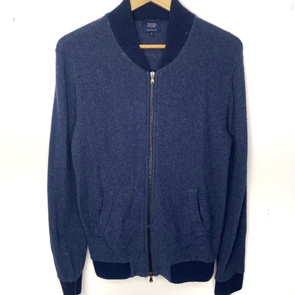 Vintage | Sweaters | Vintage Italian Mens Zip Up Wool Knit Bomber ...